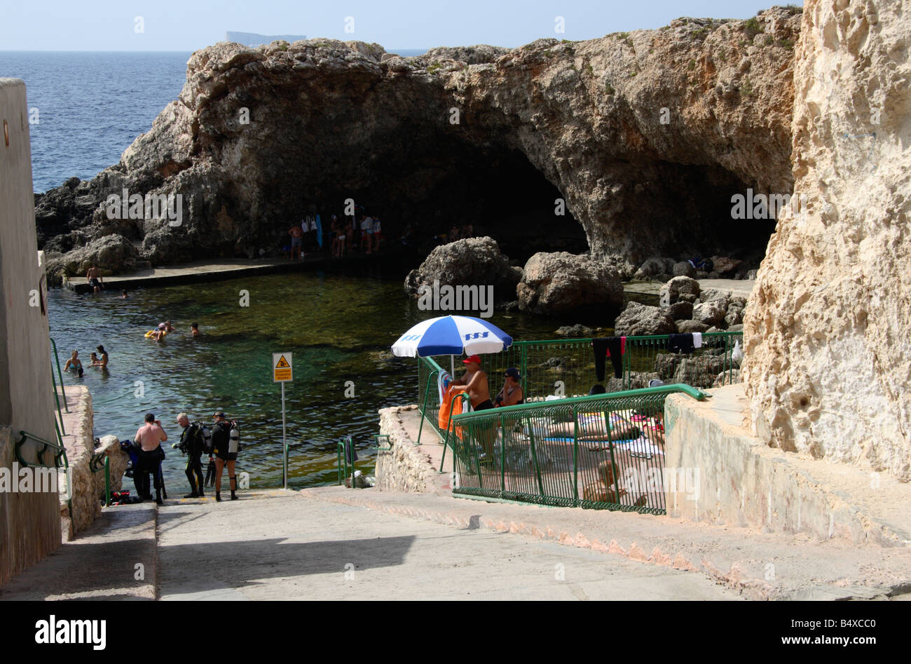 The steep road down to Ghar Lapsi Bay, Malta Stock Photo - Alamy