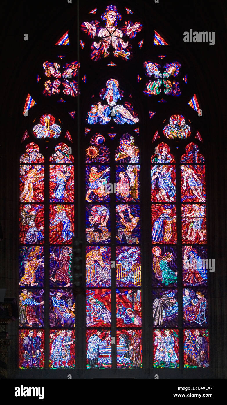 Interior view of cathedral window Stock Photo - Alamy