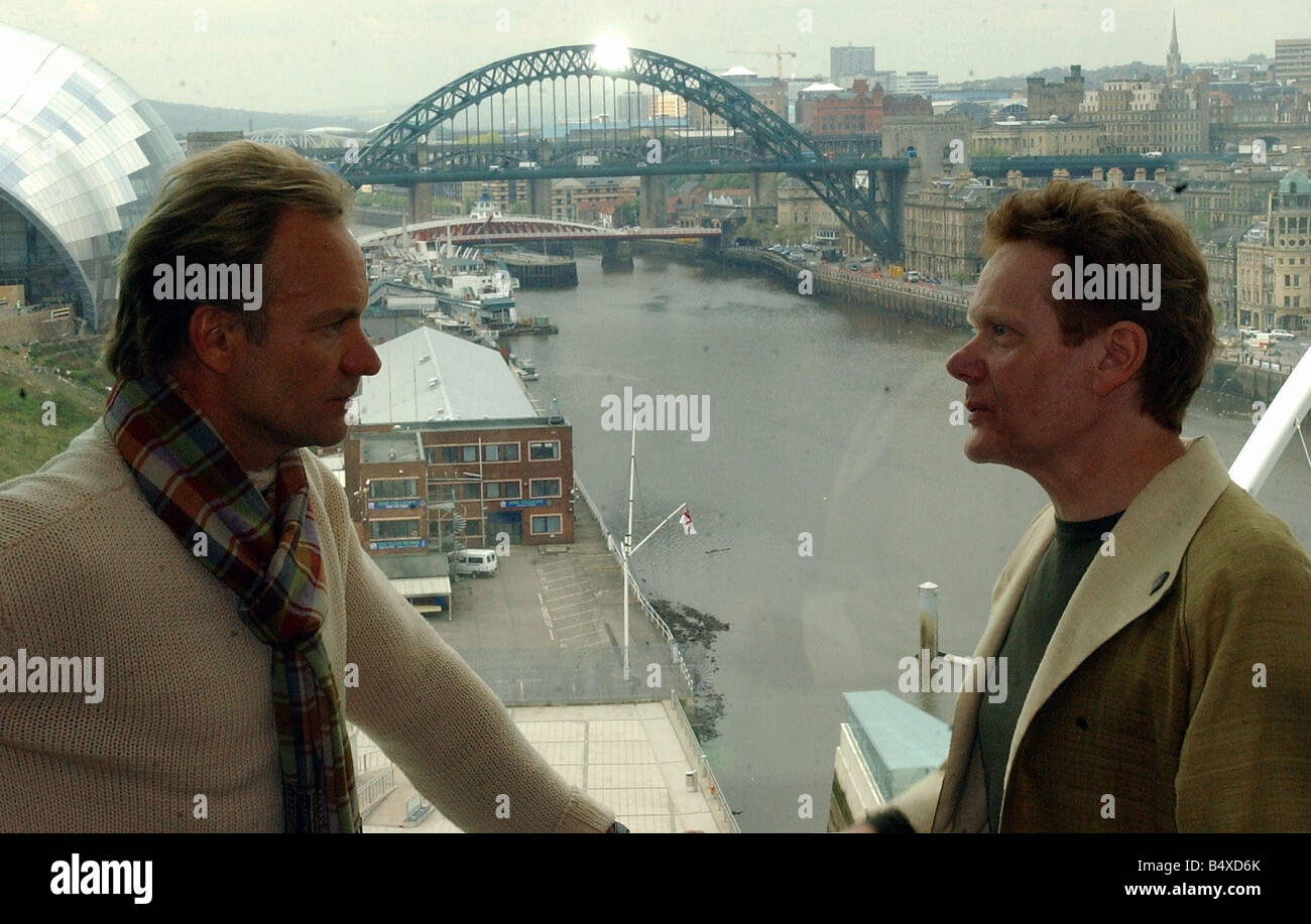 Musican pop singer Sting at The Baltic with high wire artist Phillipe ...