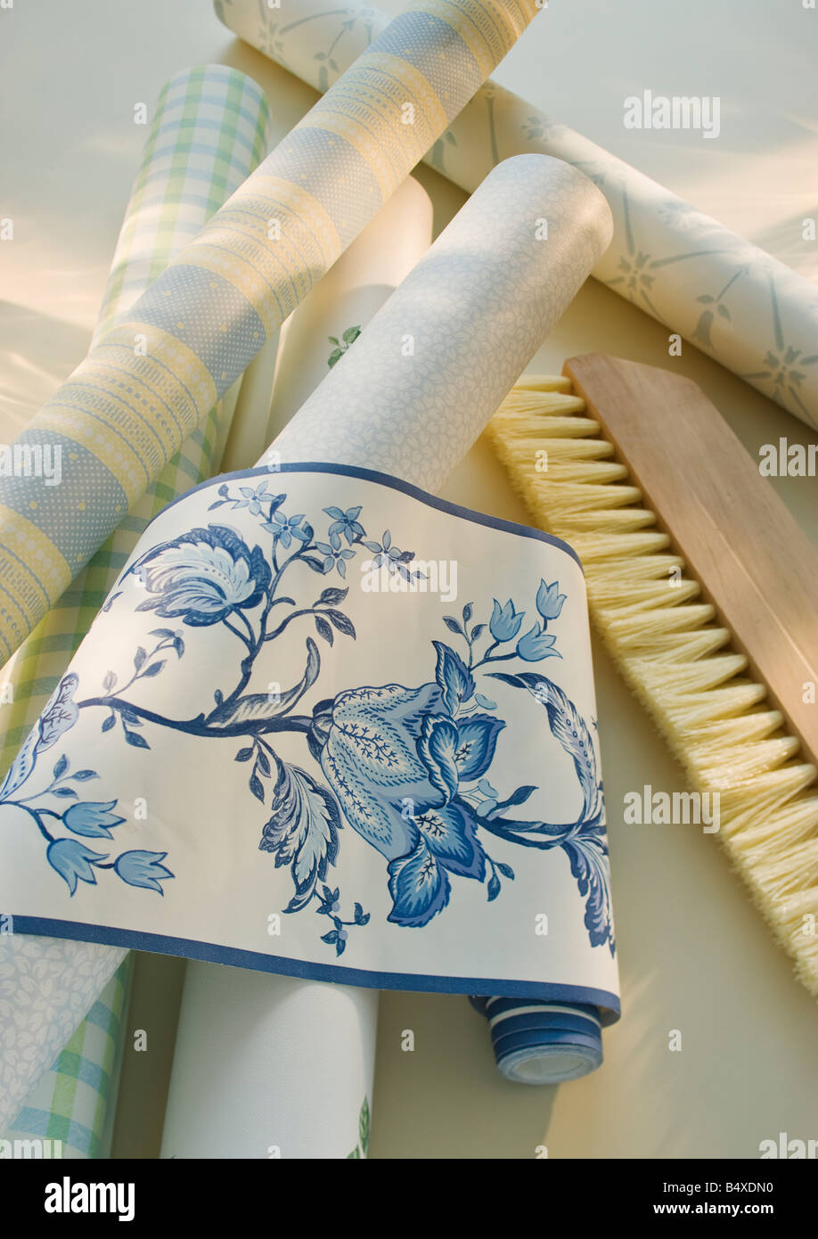 Assorted wallpaper and brush Stock Photo - Alamy