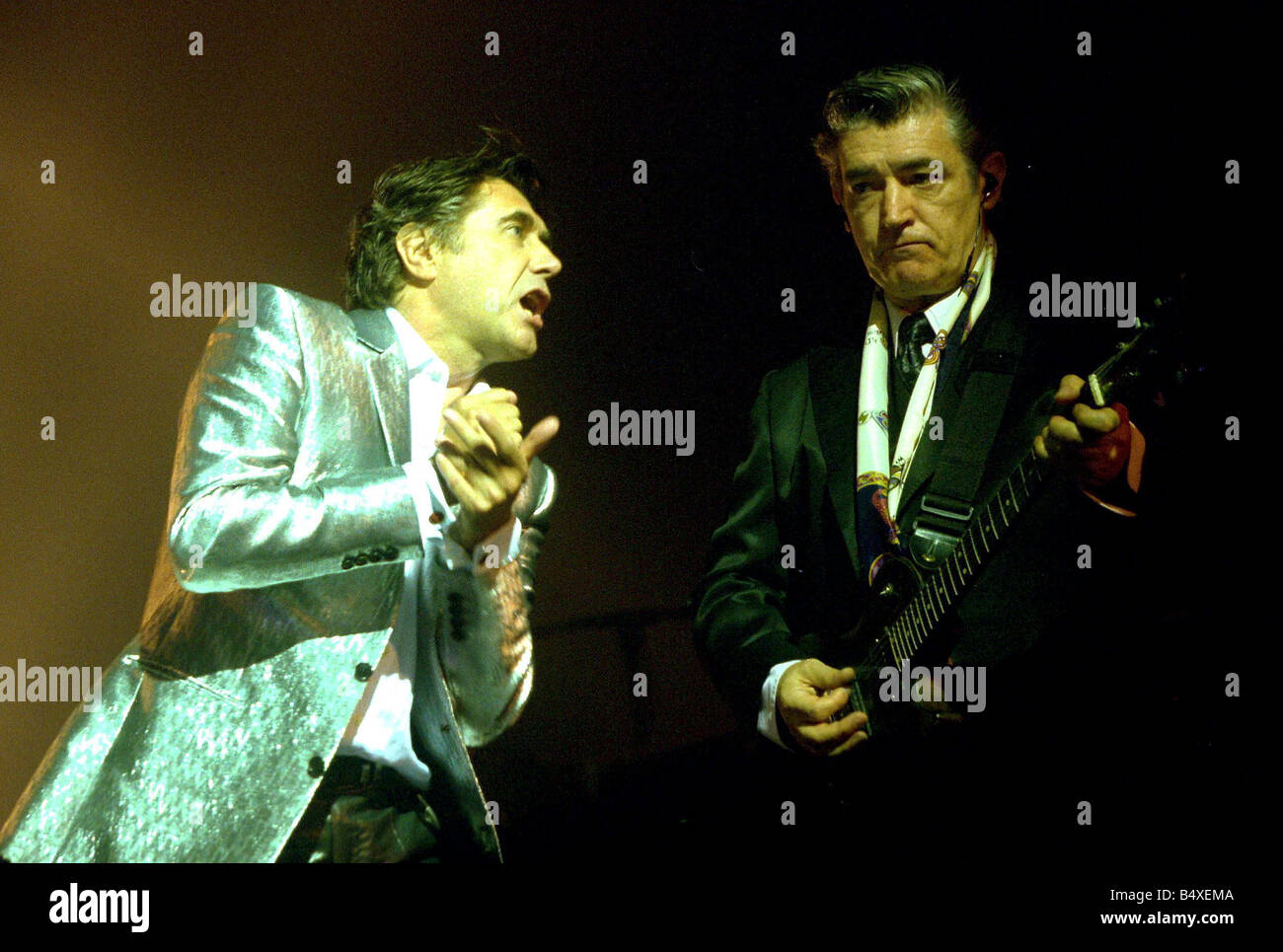 Roxy Music at the Newcastle Telewest Arena Bryan Ferry left pictured ...