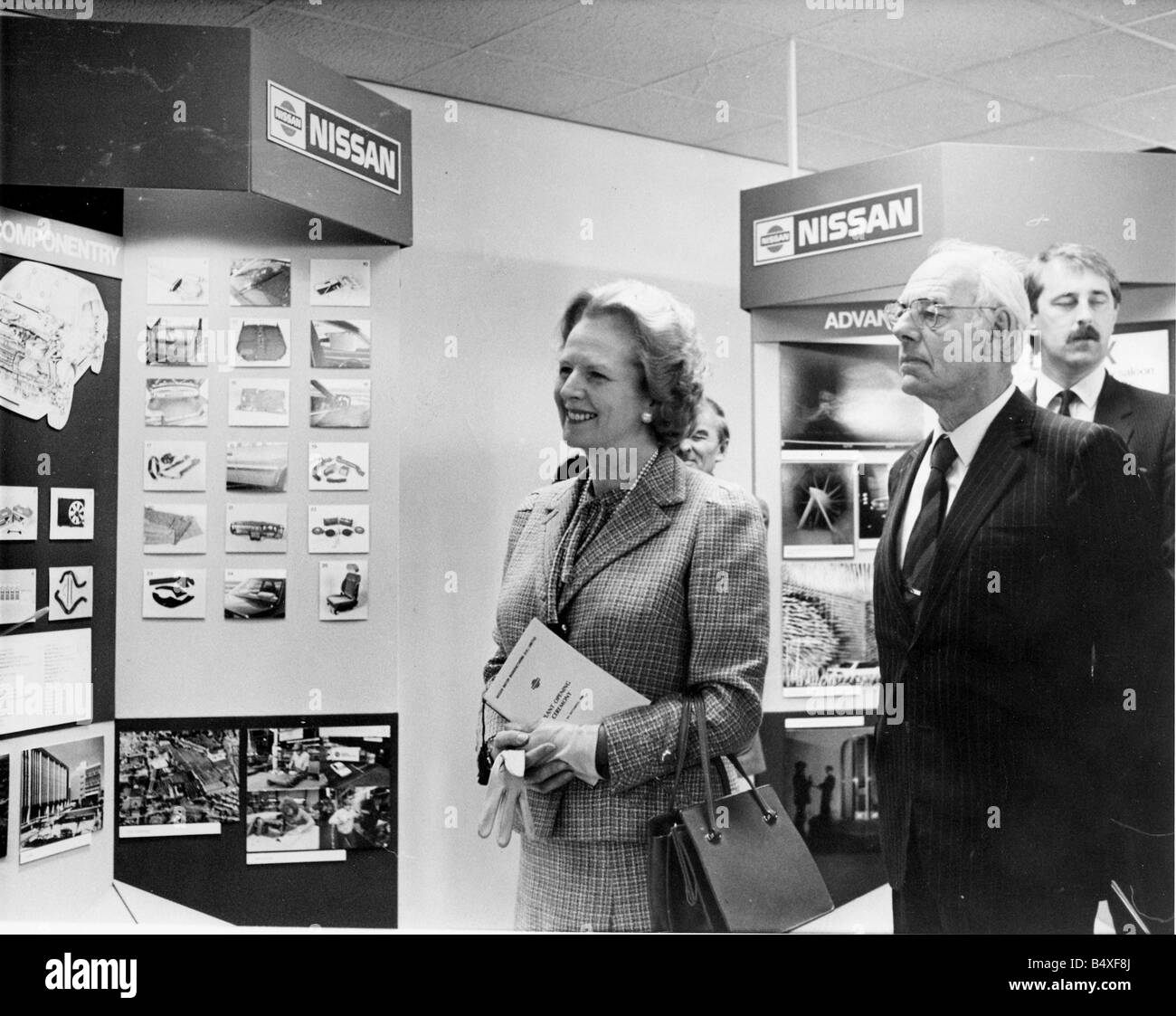 Margaret Thatcher visits the Nissan Car factory in Washington with ...