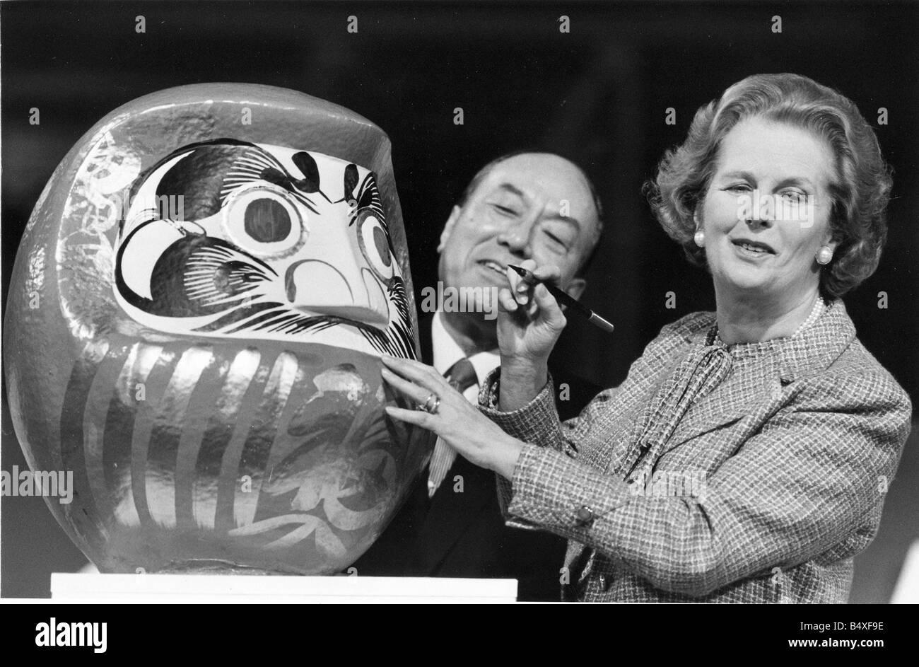 Margaret Thatcher visits the Nissan Car factory in Washington with ...