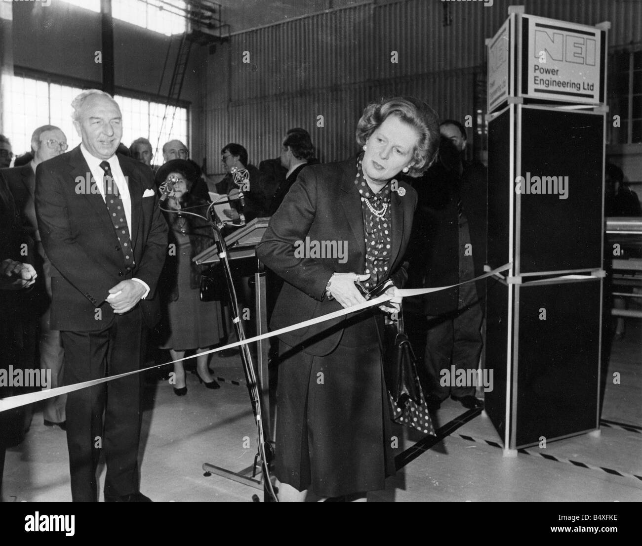 Margaret Thatcher visiting Gateshead NEI Power Engineering complex ...