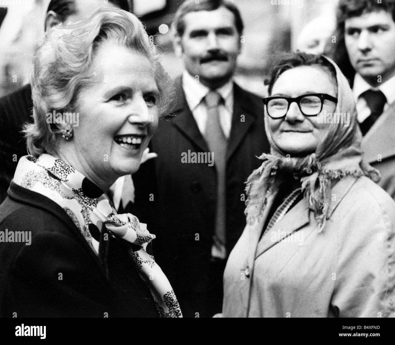 Margaret Thatcher meeting the public during a visit the Newcastle Stock ...