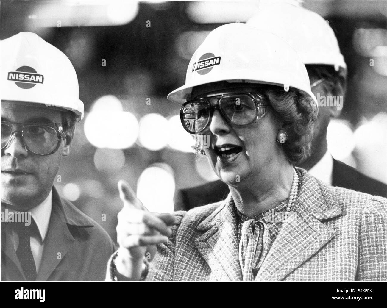 Margaret Thatcher visits the Nissan Car factory in Washington with ...