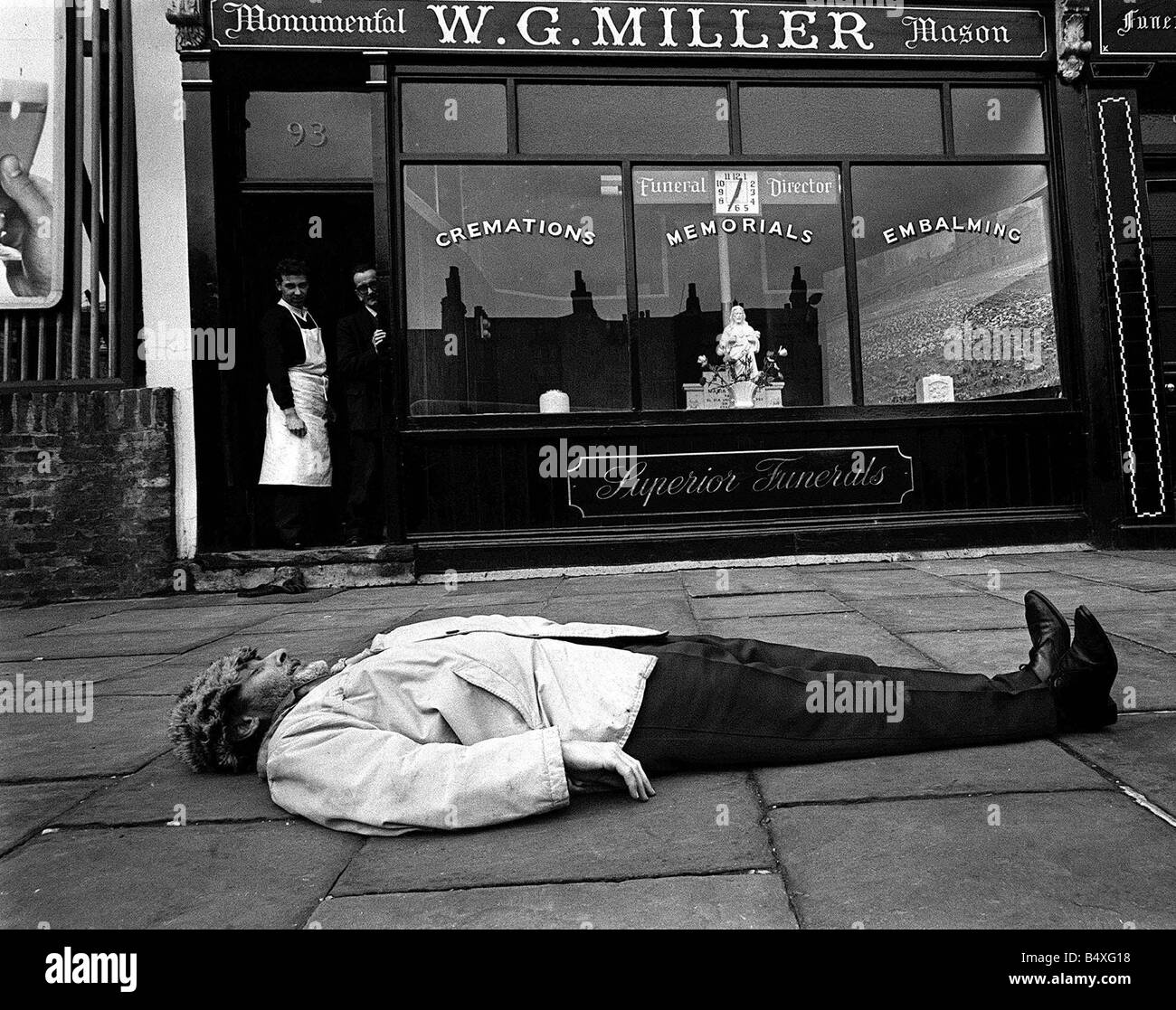 Spike Milligan comedian and author March 1963 prostrate on the pavement ...