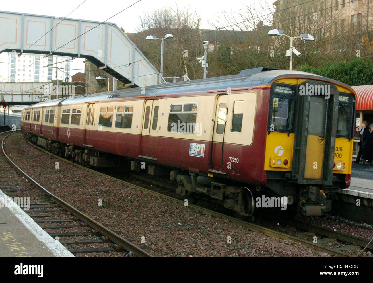 A SPT Sprinter train seen here at Hamilton Station in Scotland Janaury ...