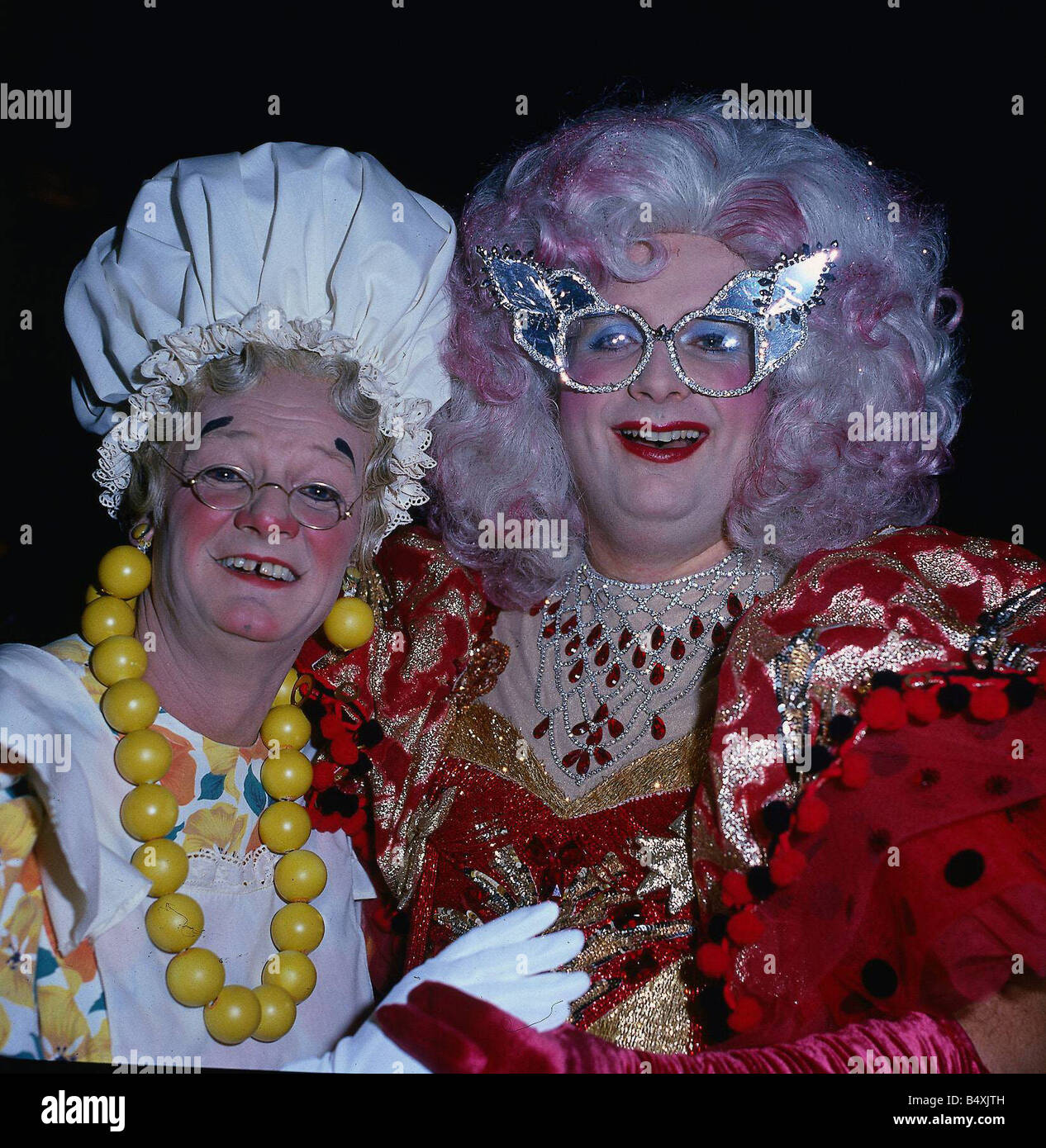 John Inman actor December 1985 with Christopher Biggins Stock Photo - Alamy