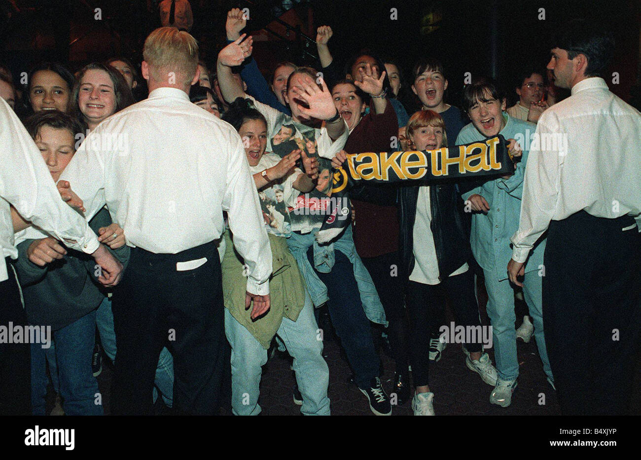 Take That fans party outside SECC Glasgow July 1994 Stock Photo - Alamy