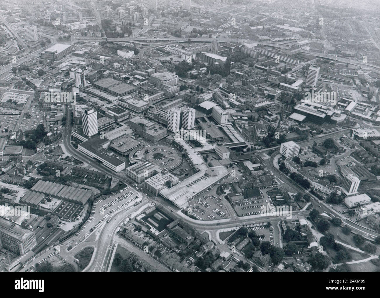 Coventry city centre- Aerial view 22nd June 1976. Stock Photo - Alamy