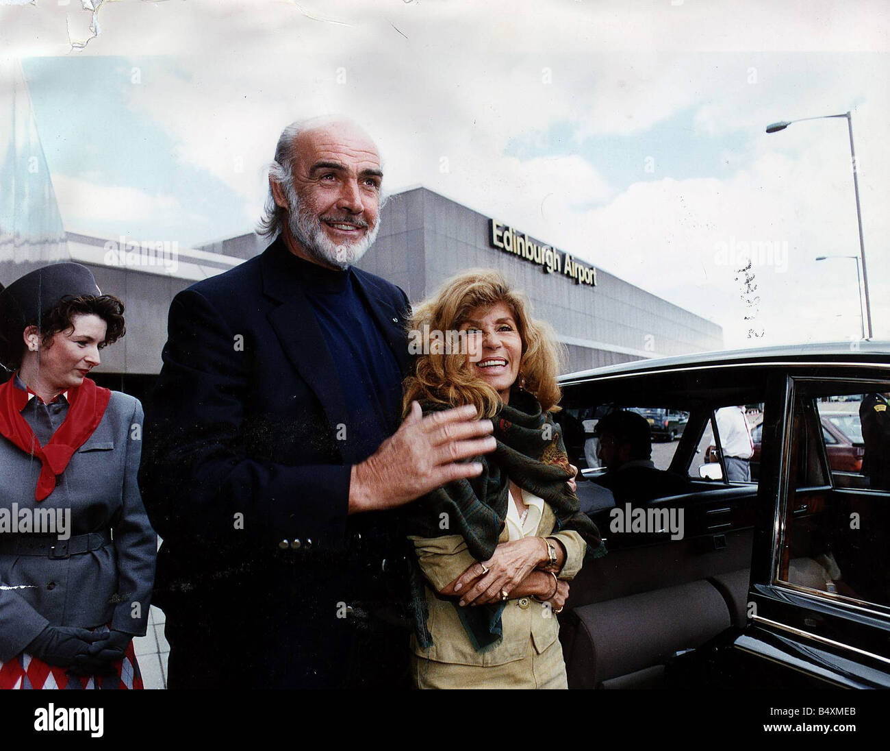 Sean Connery and wife Micheline Connery at Edinburgh Airport Stock ...