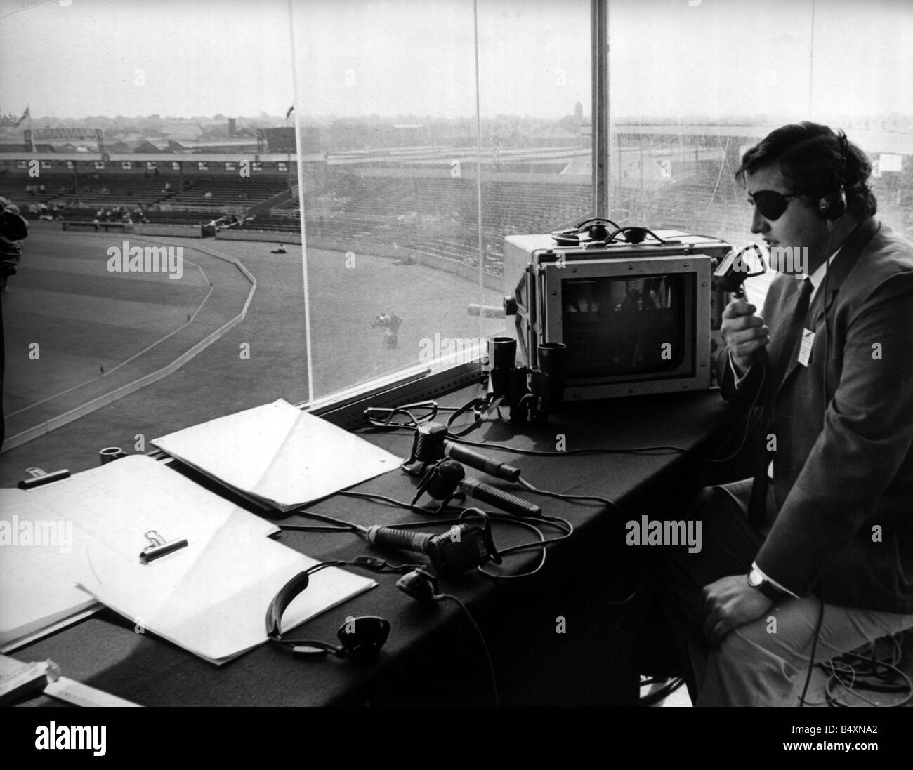 Colin Milburn June 1969 Cricket commentator pictured in studio at Old ...