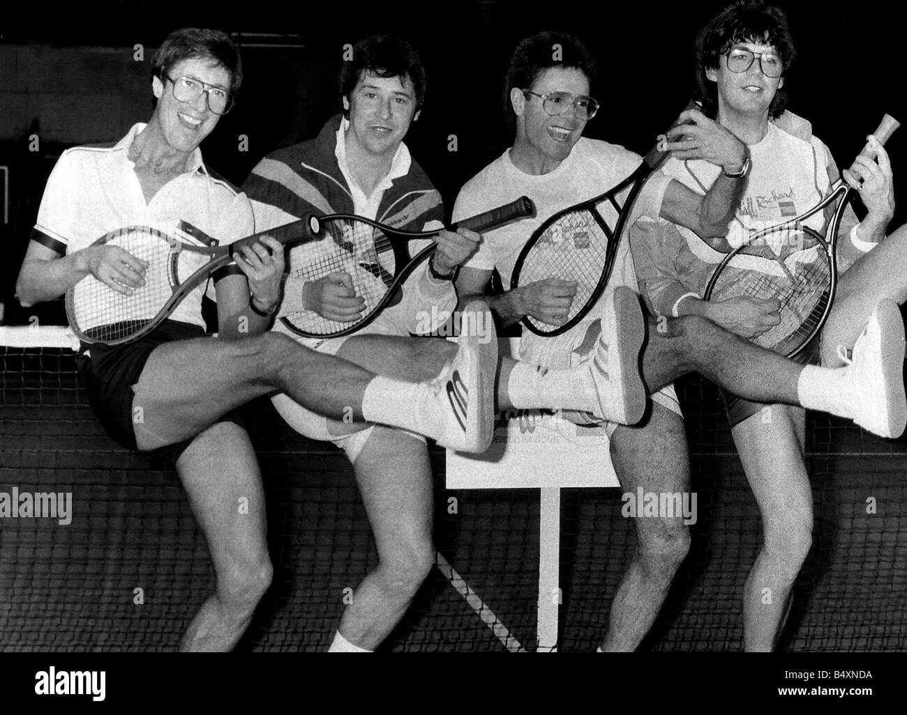 Cliff Richard with Hank Marvin Shakin Stevens and Mike Read at a Tennis ...