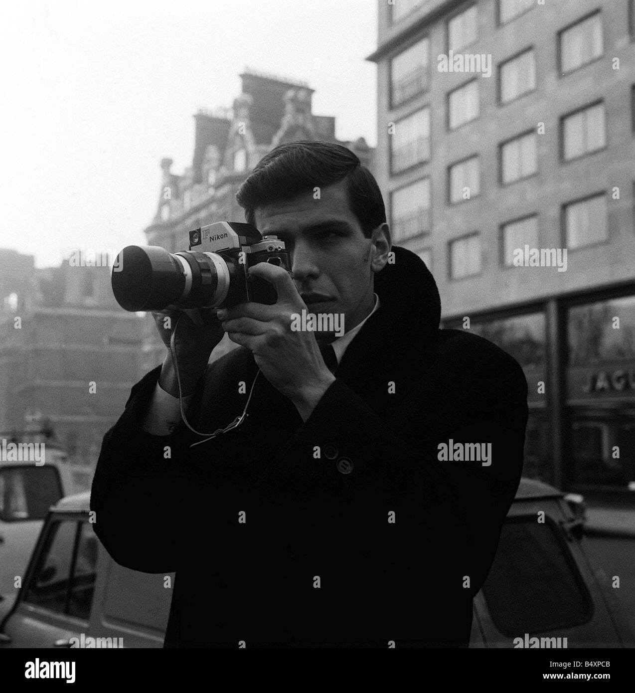 Frank Sinatra Jnr in London January 1964 taking photograph with a Nikon ...