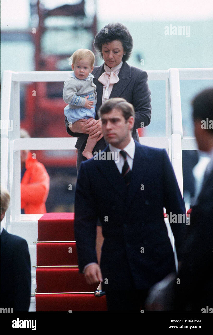 Prince Andrew with nanny Barbara Barnes and Prince Harry in Aberdeen ...