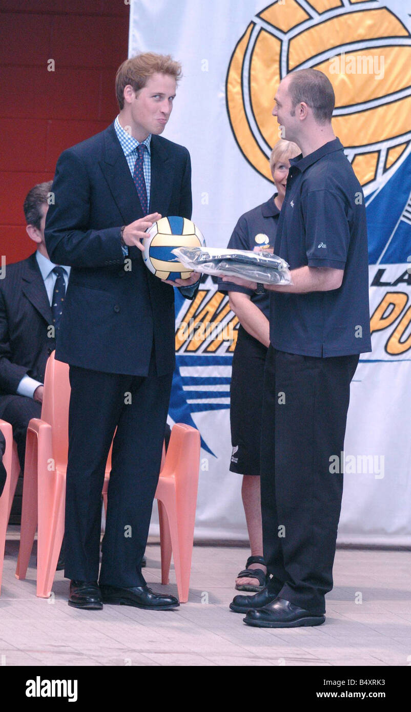 Prince William starts a water polo match at an Auckland Swimming Club ...
