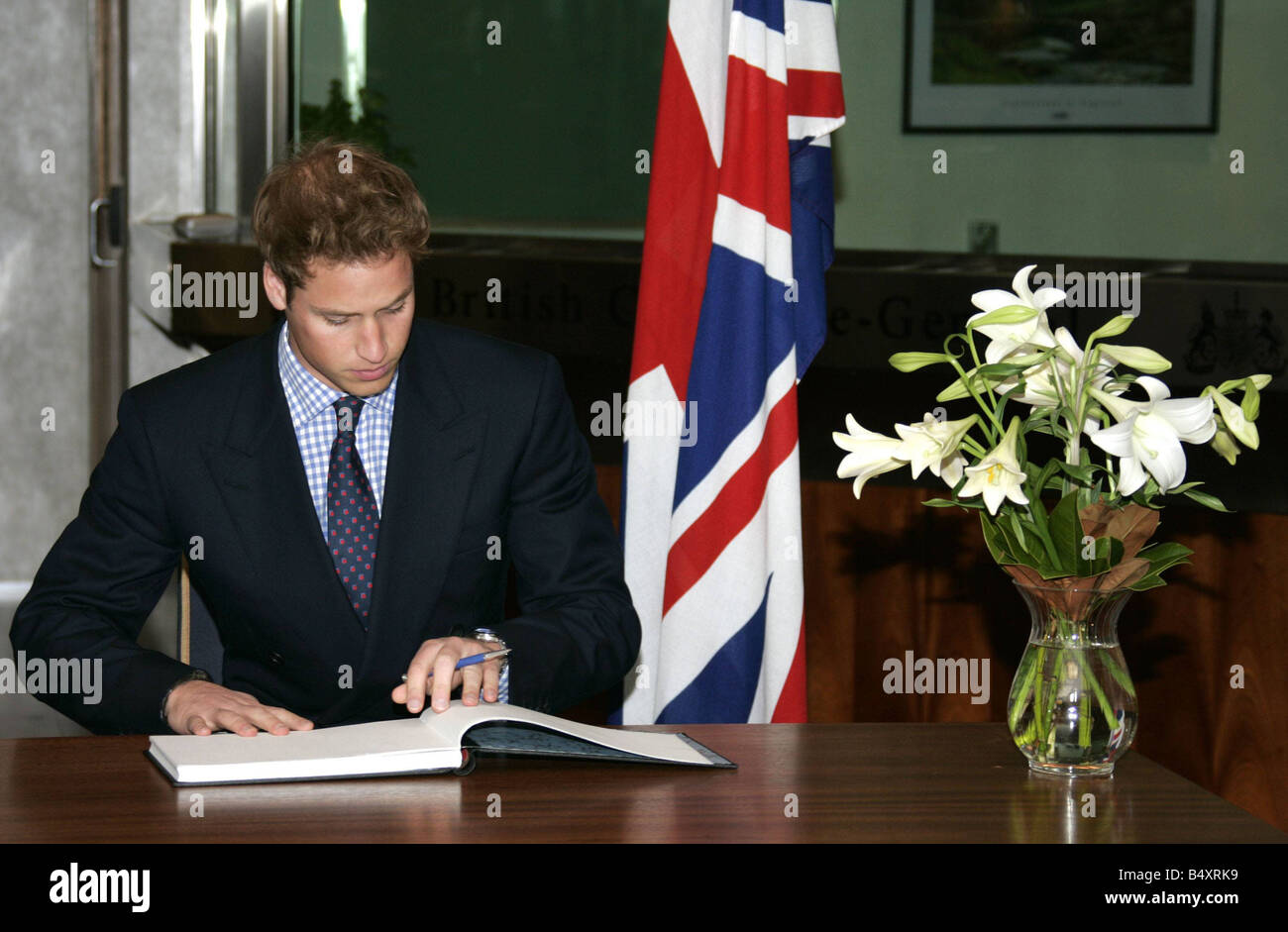 Prince William signs the Book of Condolence for the London Bomb Victims ...