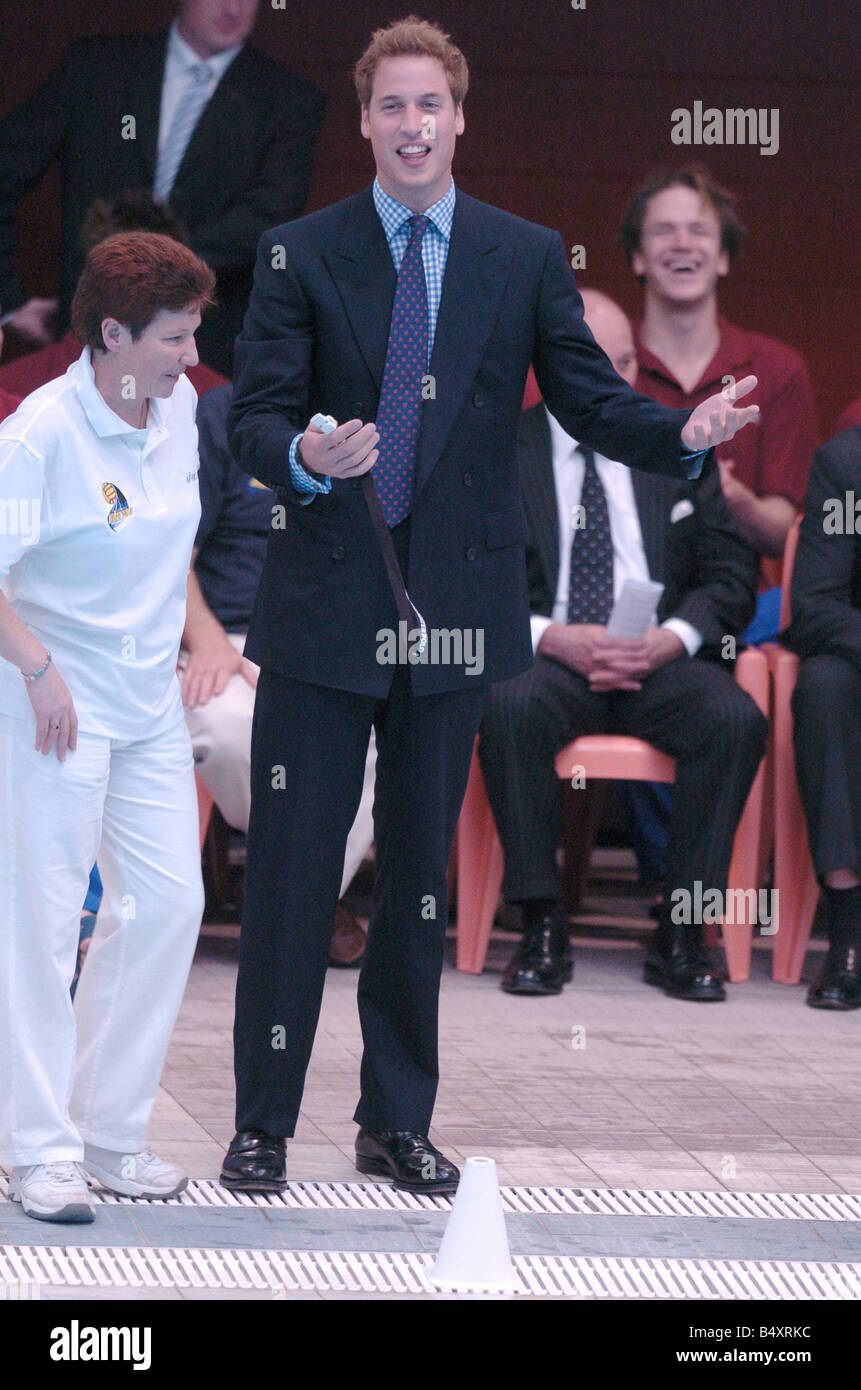 Prince William starts a water polo match at an Auckland Swimming Club ...