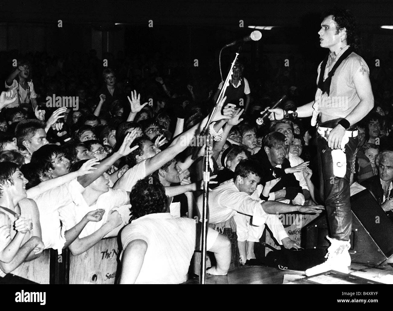Adam Ant on stage in America fans reaching out Stock Photo - Alamy