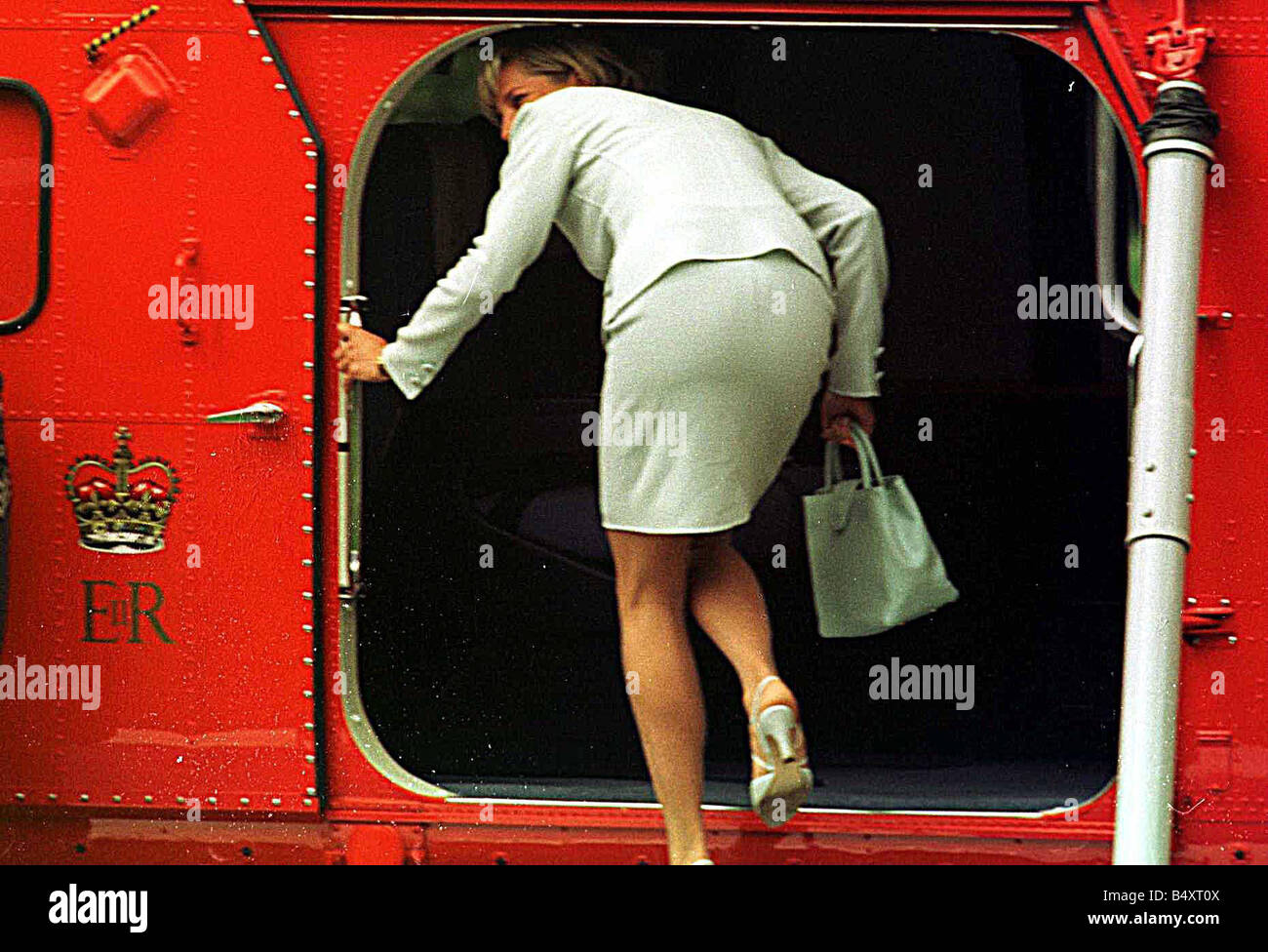 Princess Diana Princess of Wales boards helicopter Queen s Flight at ...