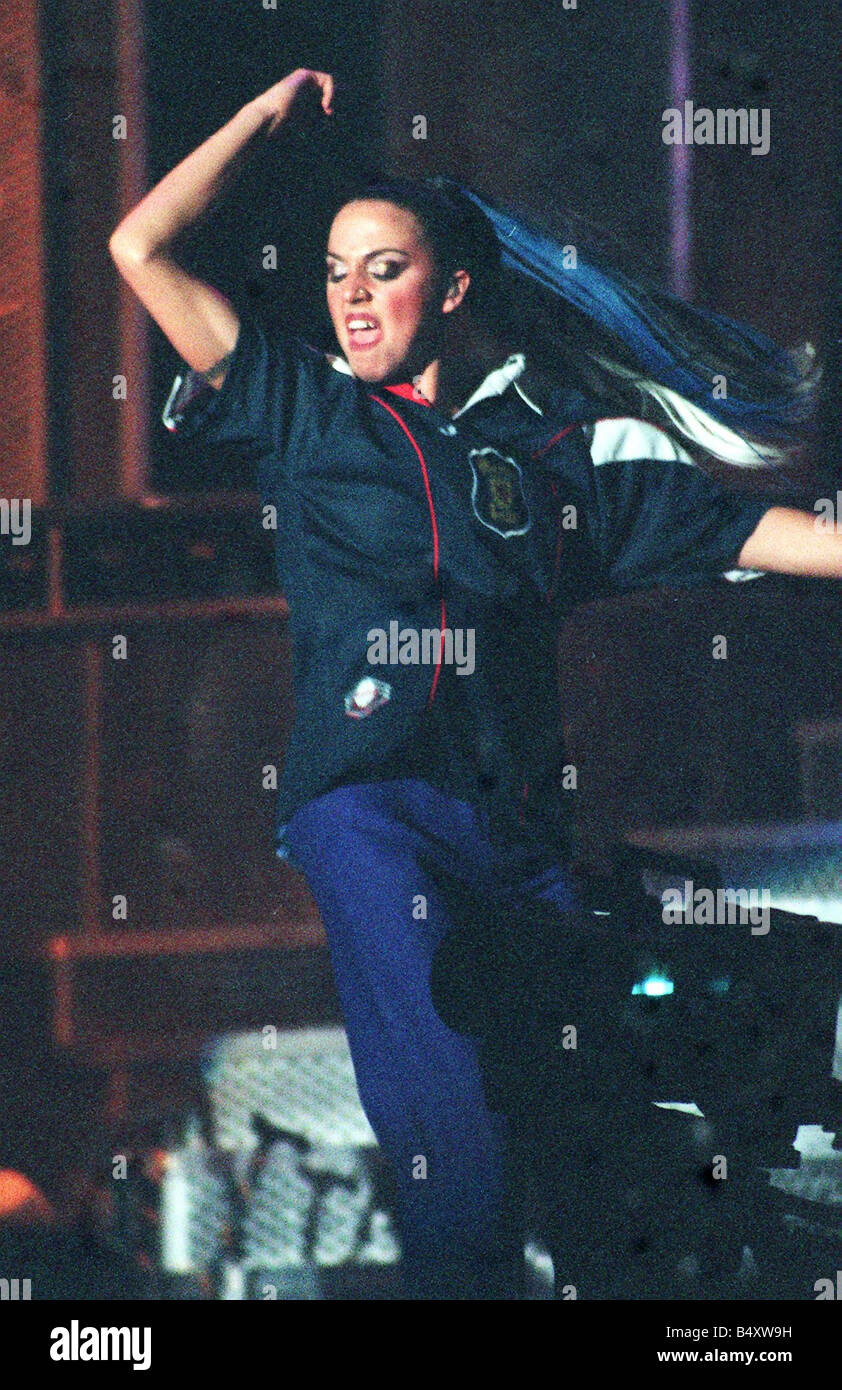Mel C of The Spice Girls on stage Glasgow SECC April 1998 Stock Photo ...