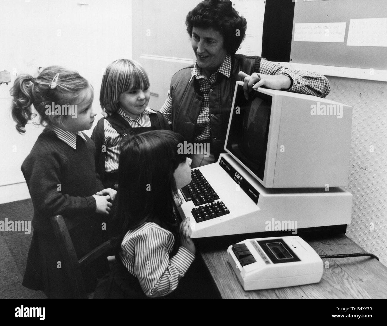 Teacher school children classroom schoolchildren education 1980s ...