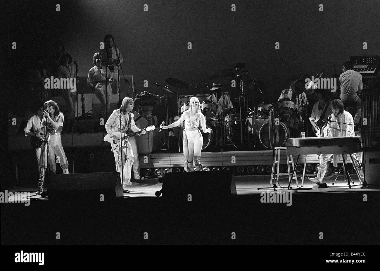 Pop Group Abba in concert in Birmingham England 1977 Stock Photo - Alamy