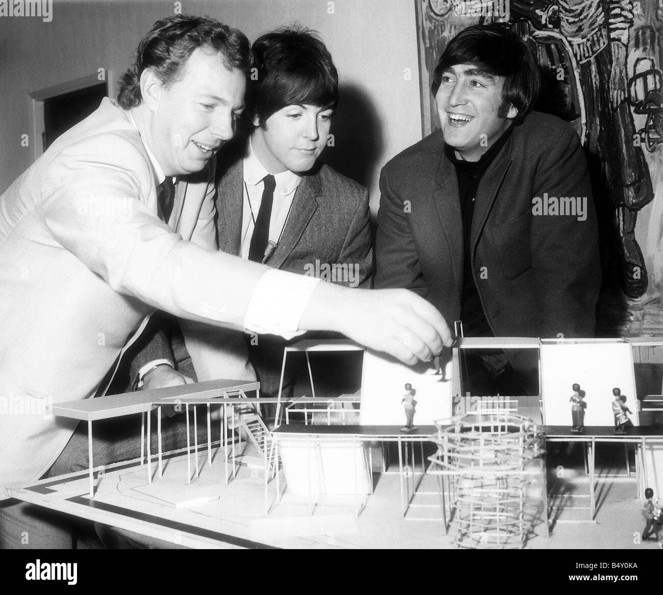 The Beatles Paul McCartney and John Lennon Nov 1965 with producer ...