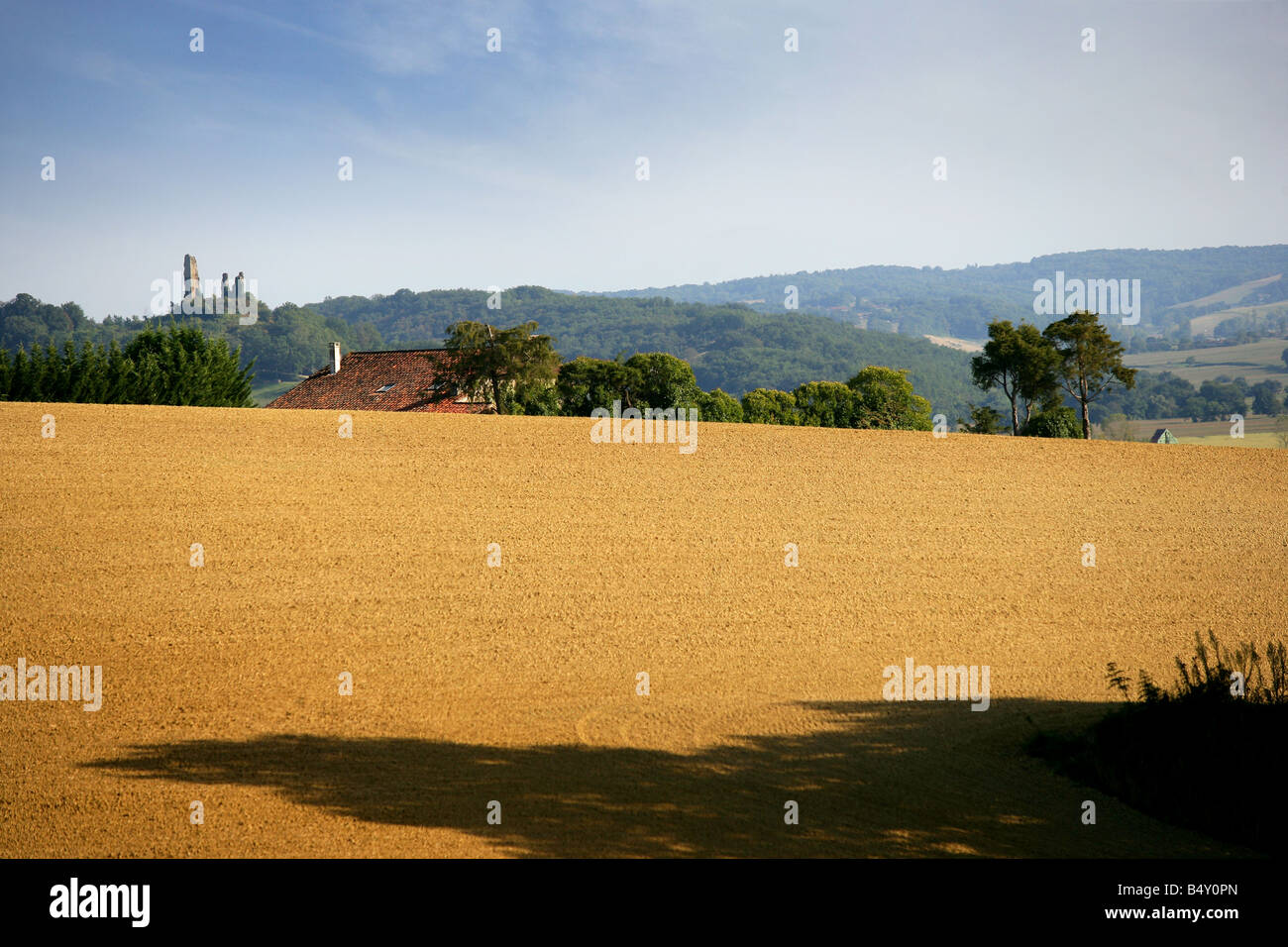 Field with mountains in background Stock Photo - Alamy