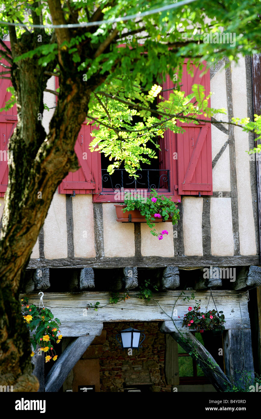 Flower pot hanging on window Stock Photo - Alamy