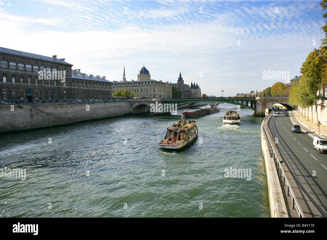 boat cruise on the Seine river Stock Photo - Alamy