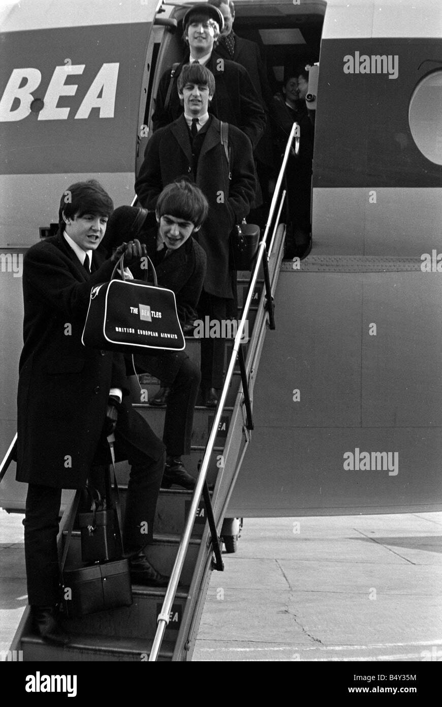 The Beatles Pop Group February 1964 The Beatles arrive back in London ...