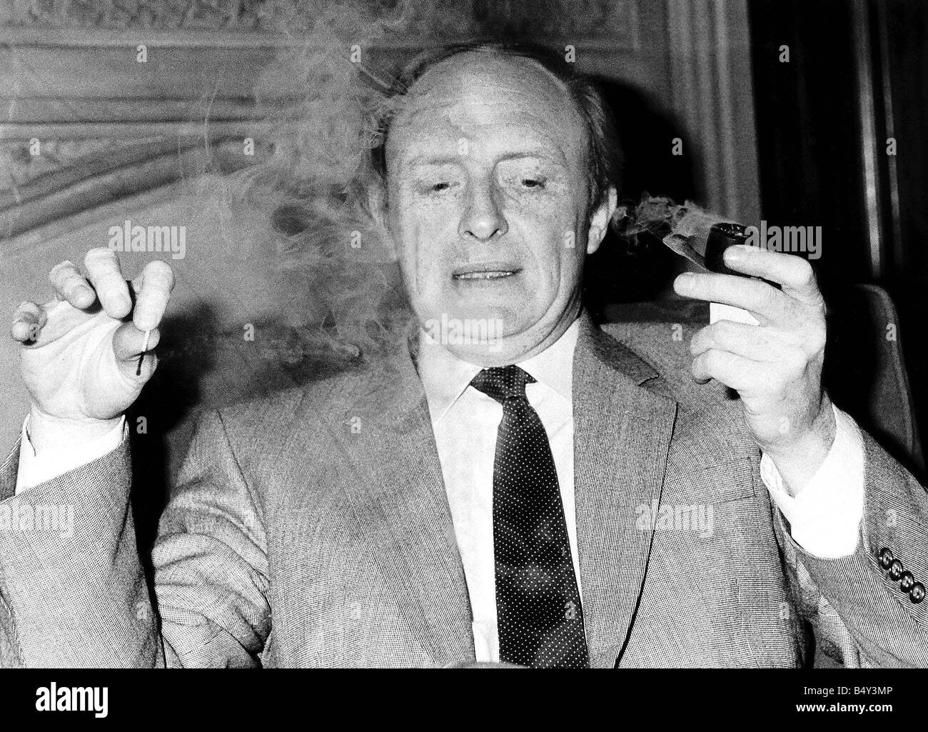 Neil Kinnock ex MP and Leader of the Labour Party smoking a pipe at the ...