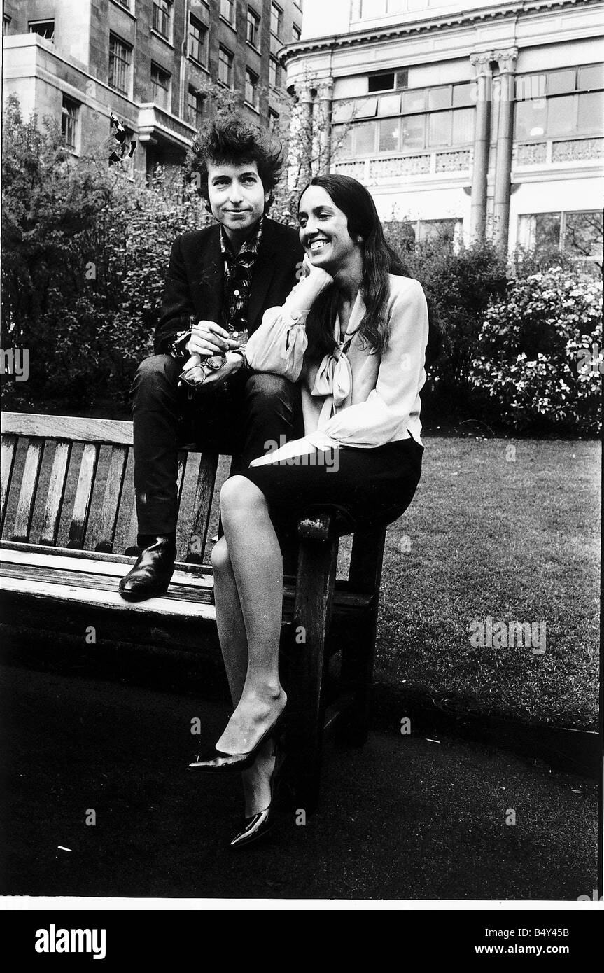 Singer and songwriter Bob Dylan with Joan Baez American folk singer ...