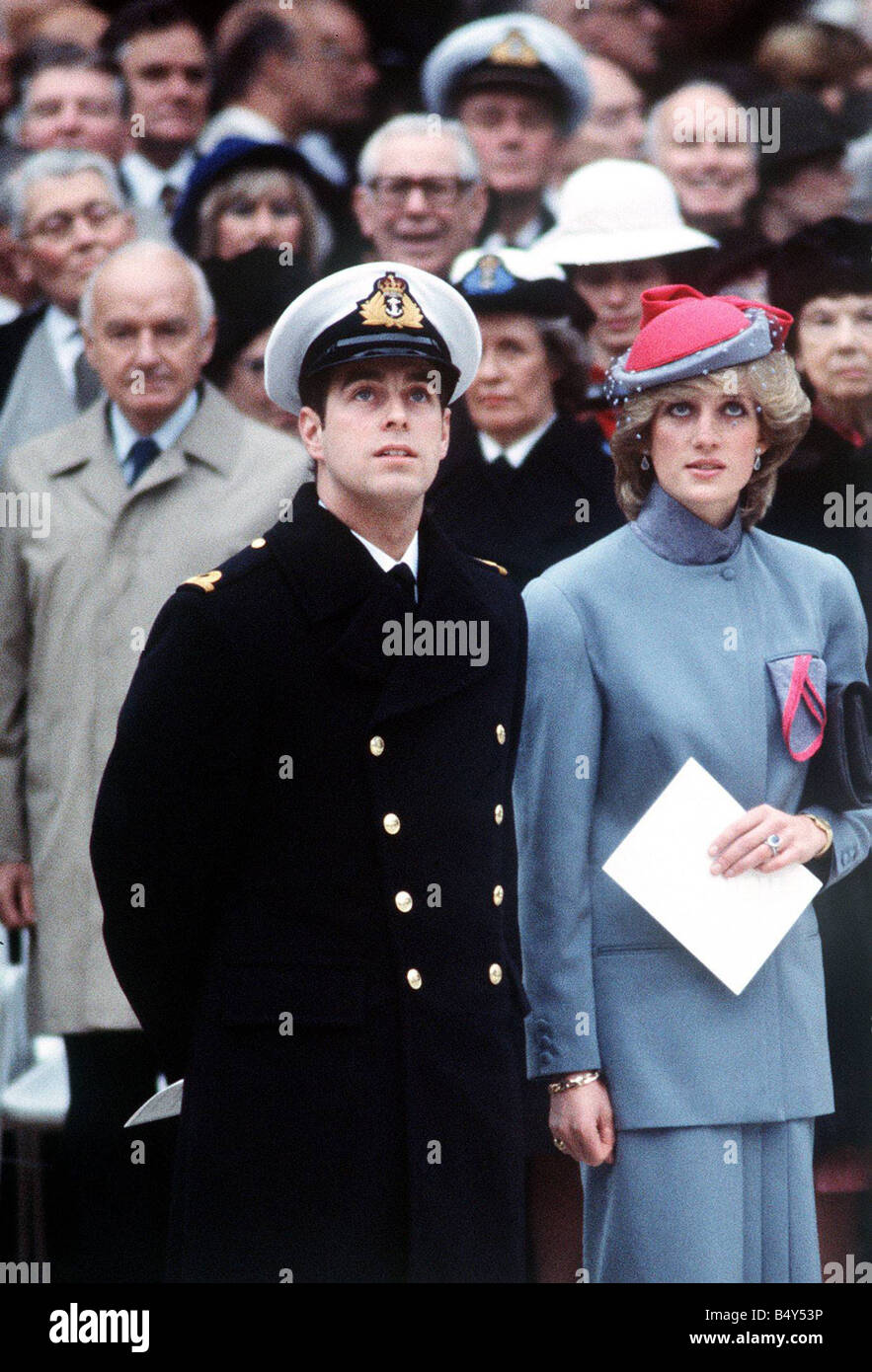 Prince Andrew and Princess Diana attend the unveiling of the ...