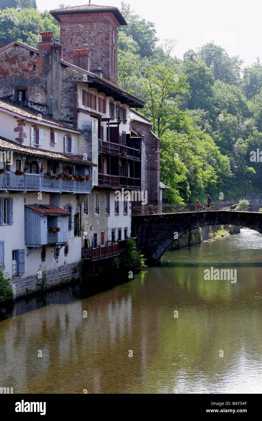 houses façades and bridge Stock Photo - Alamy