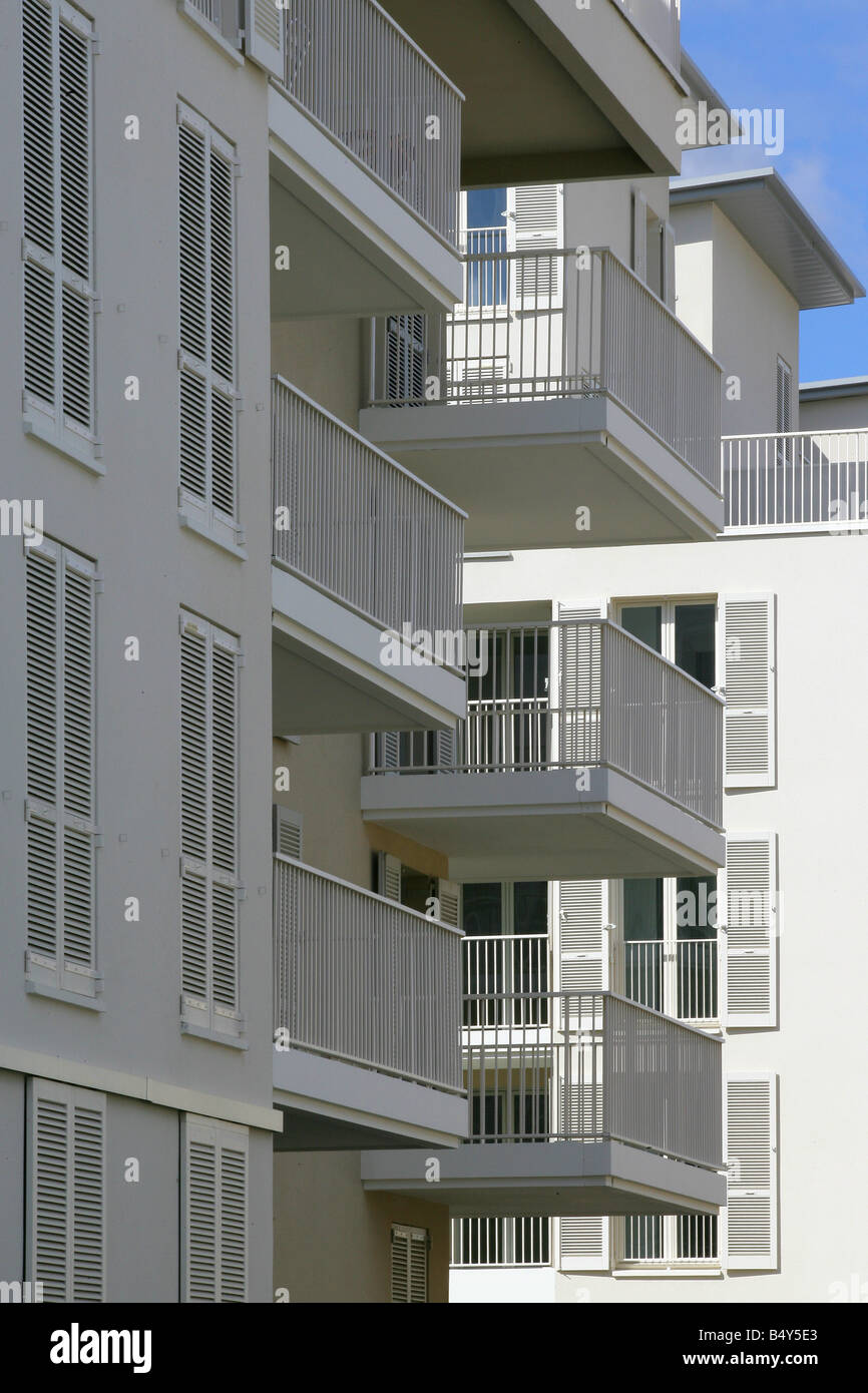 Apartment building with balconies Stock Photo - Alamy