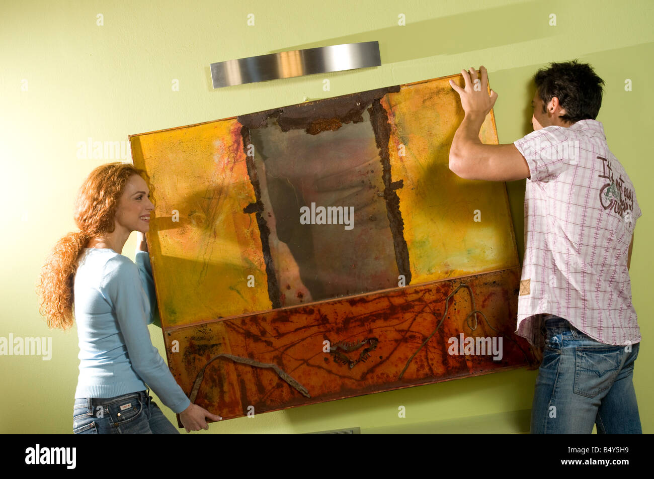 Two men one woman painting hi-res stock photography and images - Alamy