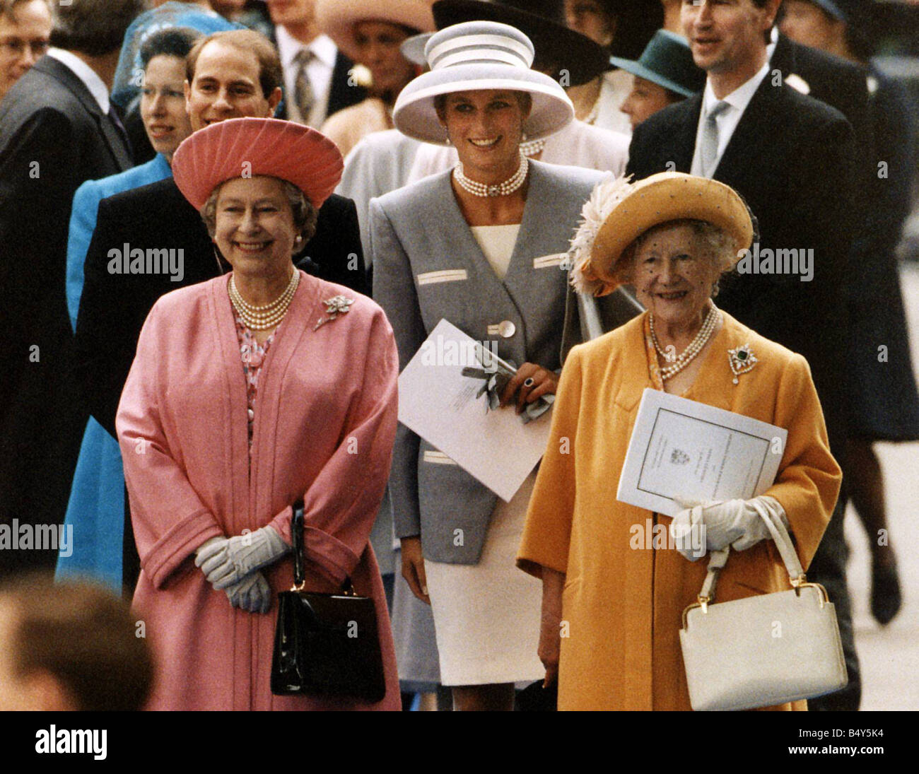 Royal Family attending Viscount Linley wedding Stock Photo - Alamy