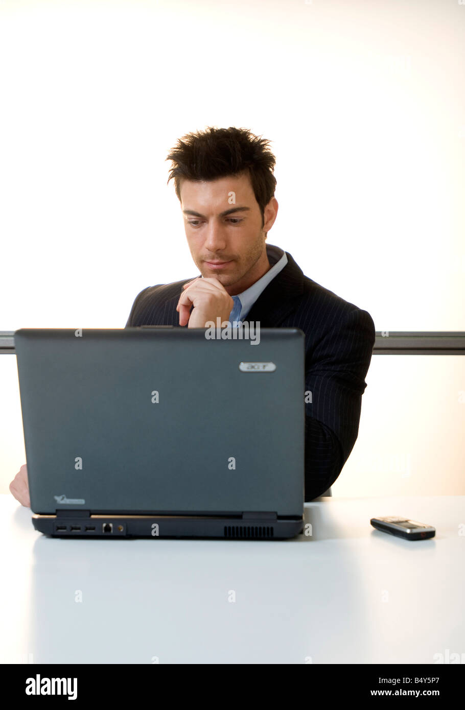 man with notebook Stock Photo - Alamy