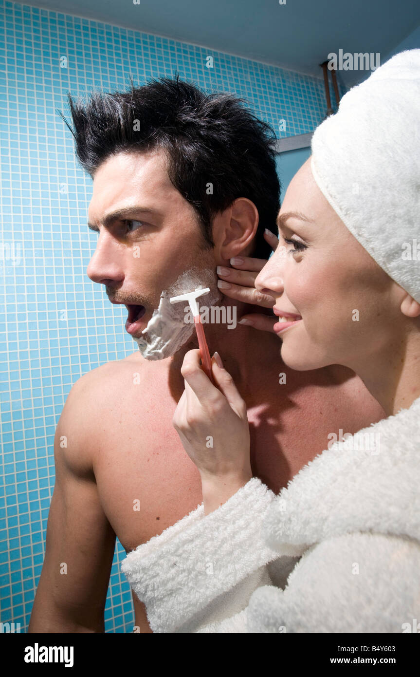 couple in the bathroom Stock Photo - Alamy