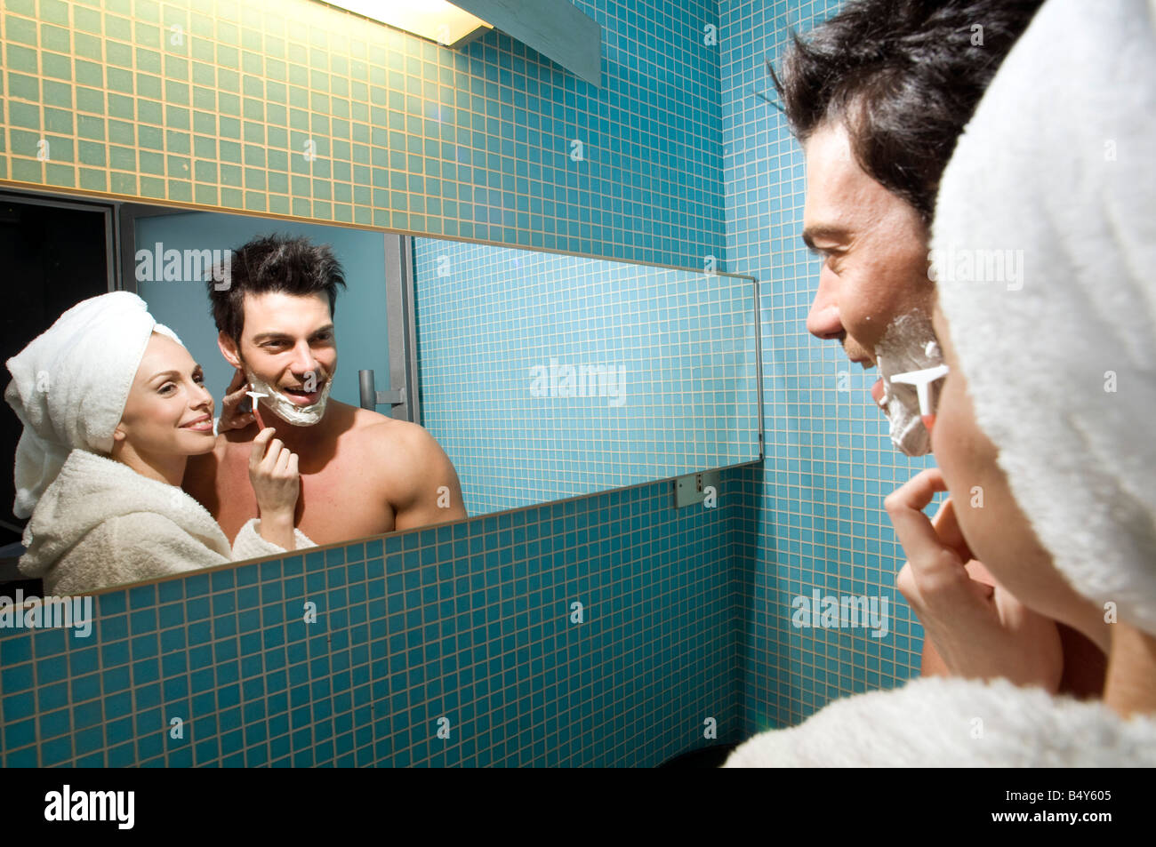 couple in the bathroom Stock Photo - Alamy
