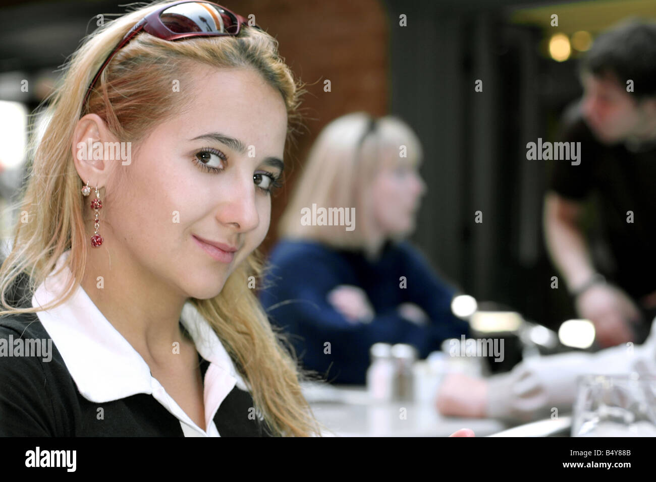 Beautiful girl in a restaurant Stock Photo - Alamy