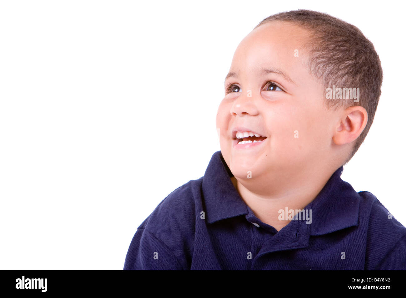 Happy latino boy portrait isolated against white background Stock Photo ...