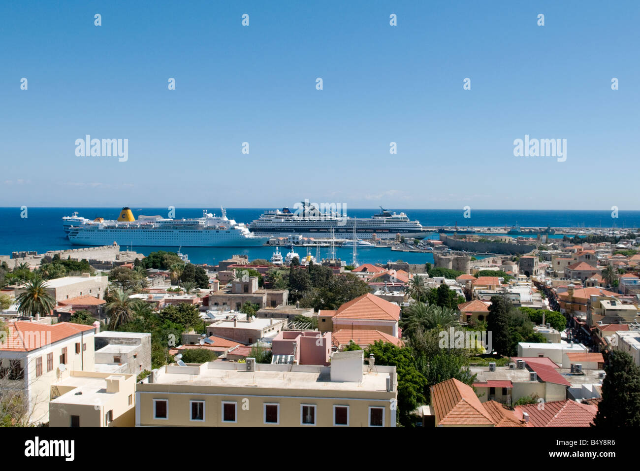 Panoramic view through window of Clock Tower in Rhodes Old Town, Rhodes ...