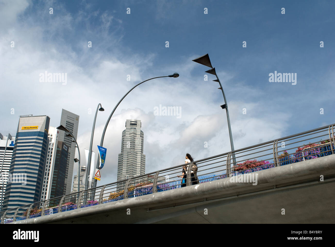Walkway bridge behind The Singapore F1 street circuit, the new and the ...