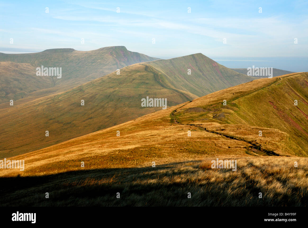 The Pen y Fan, Corn Du and Cribin in the Brecon Beacons Stock Photo - Alamy