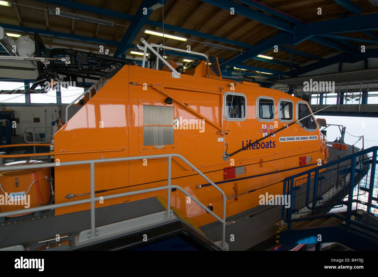 RNLI Tamar Class lifeboat in Cromer lifeboat station Stock Photo - Alamy