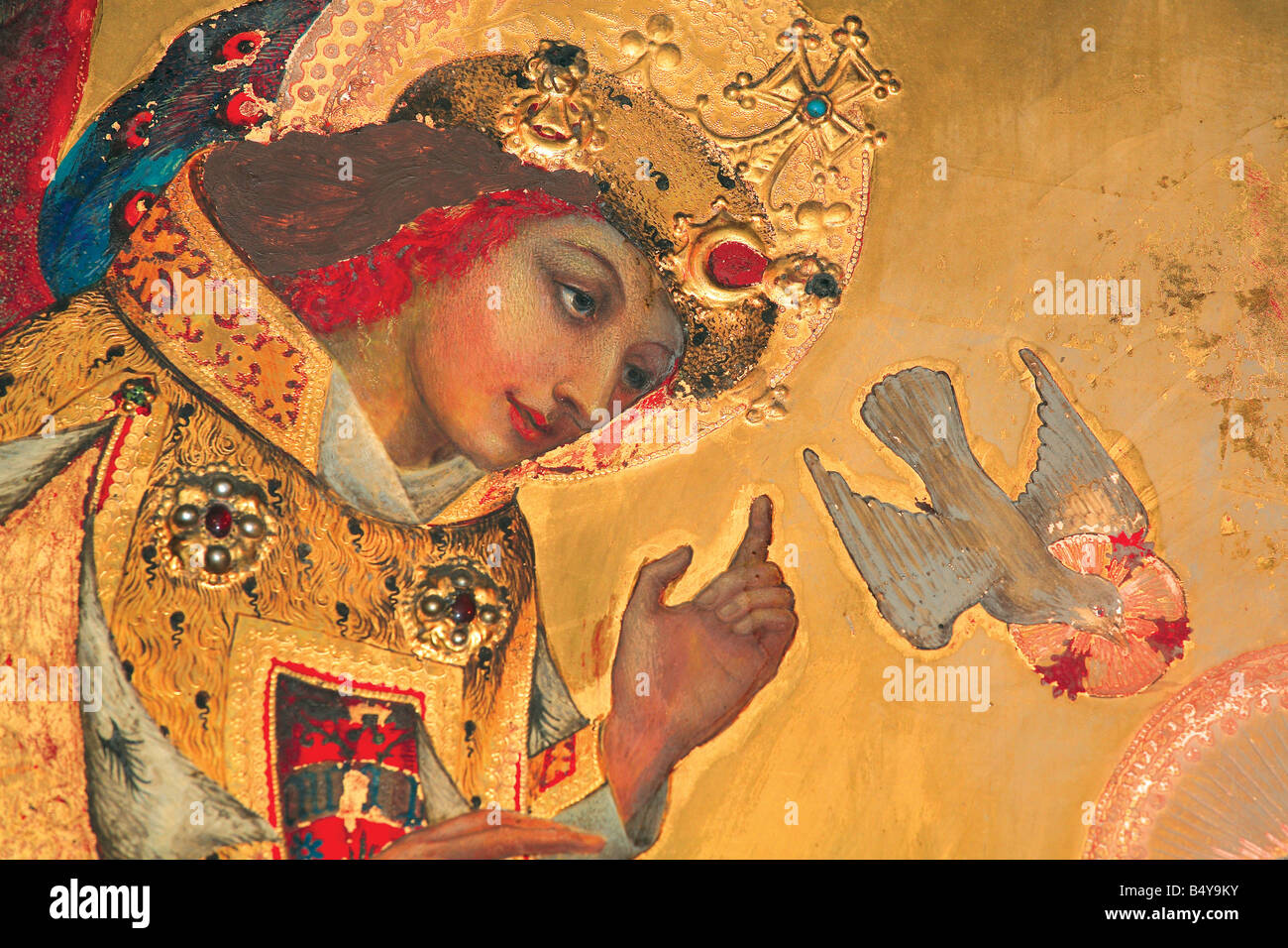 Gilded panel (reredos), painted by Walter Tapper, St Chad's church ...